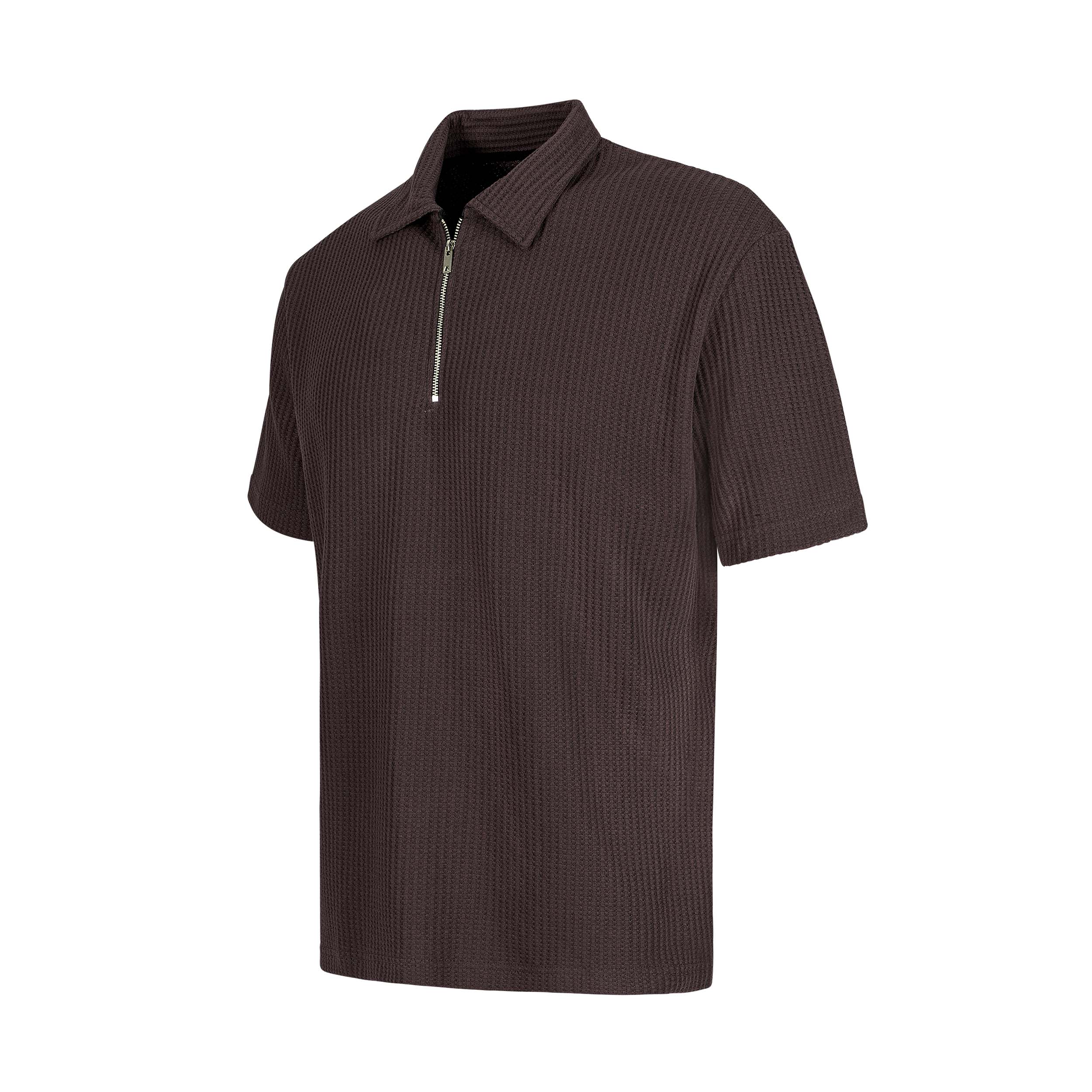 Coffee Half-Zip Knit Polo - BlackNavy