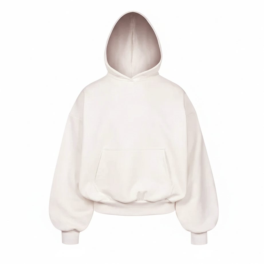 Cream Boxy Hoodie - BlackNavy